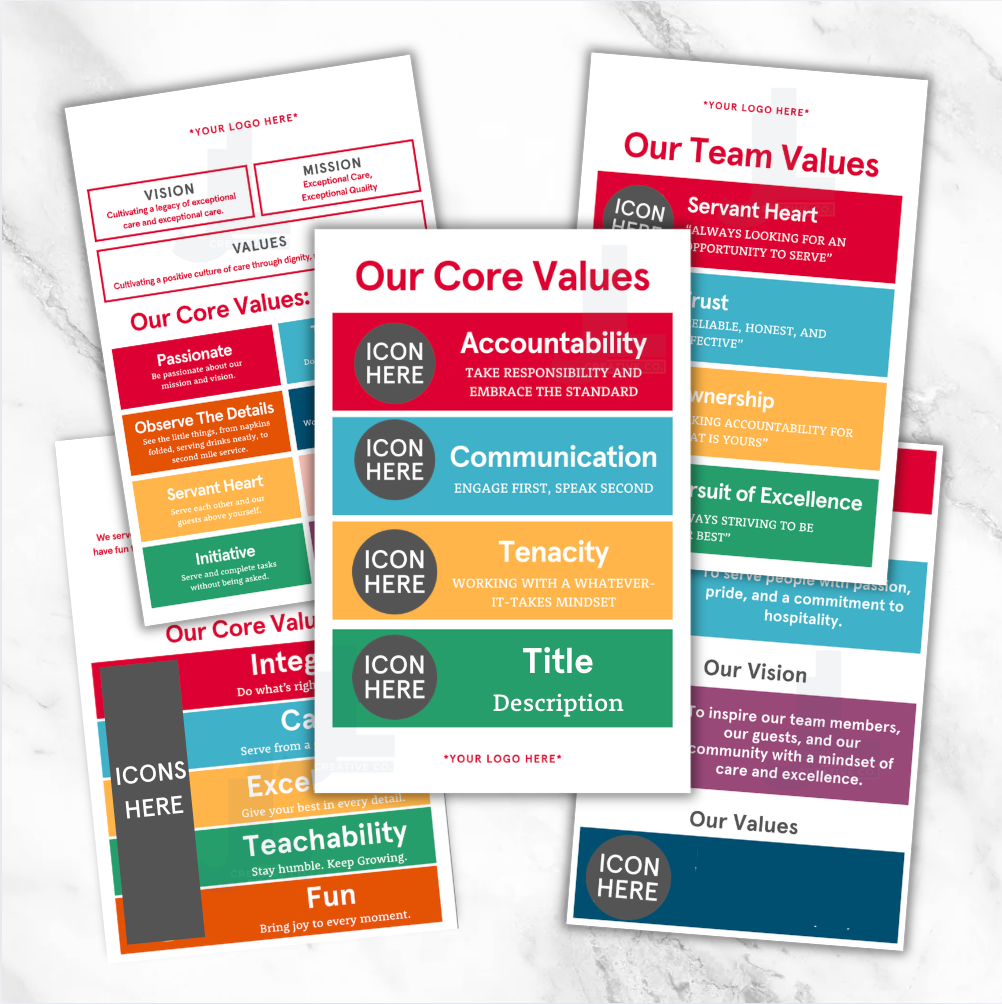 Restaurant Core Values Posters – J+L Creative Co.